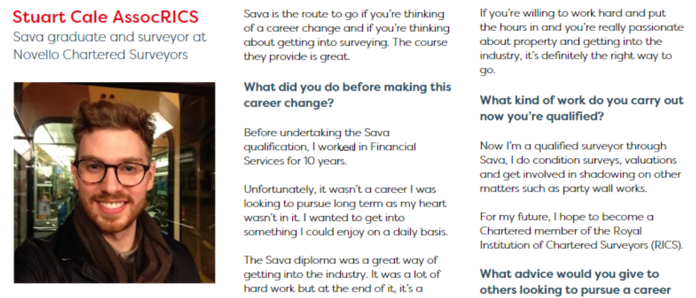 From Financial Services to Residential Surveying - A Case Study - Sava